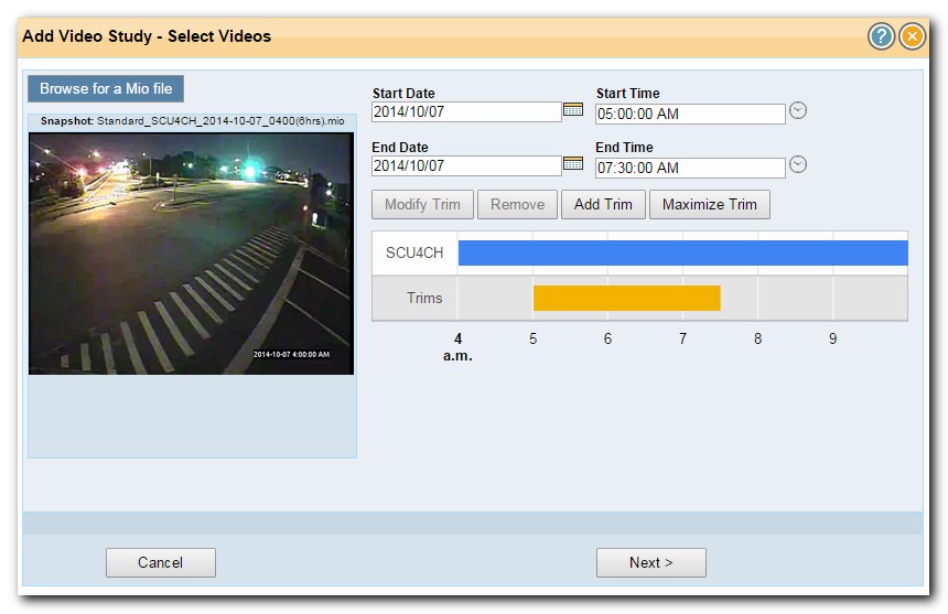 Trim Video in Study Configuration