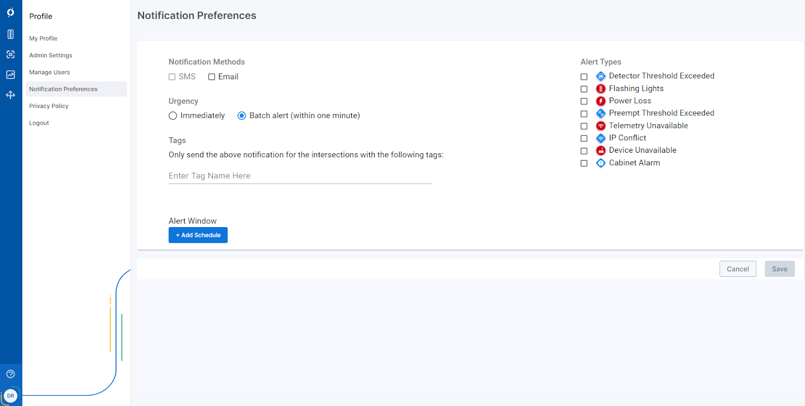 Generic Cabinet Alert Functionality in Miovision One
