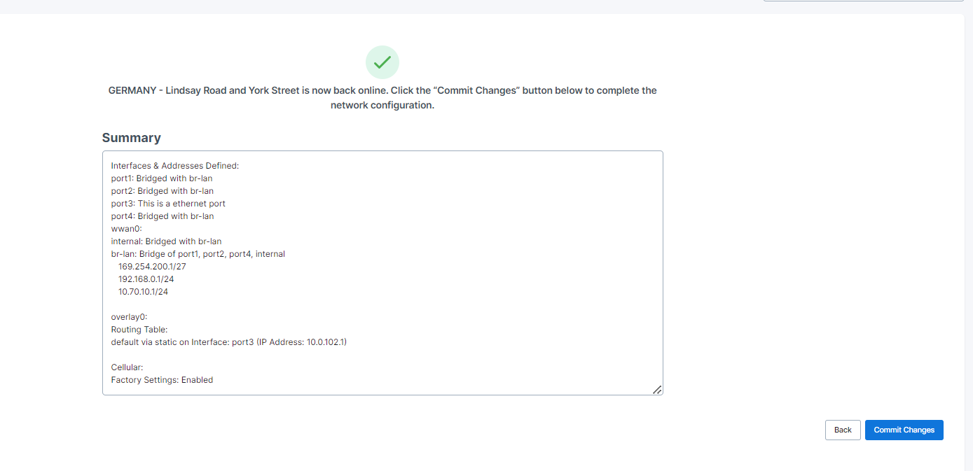 Network Setting Interface in Miovision One