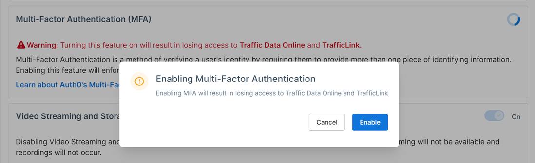 Multi Factor Authentication in Miovision One